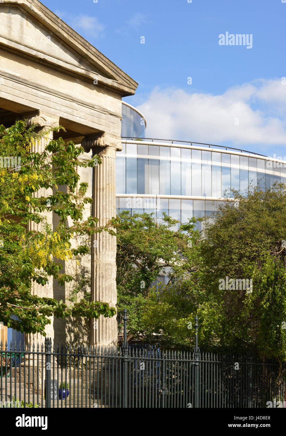 Classical building contrasting with modern architecture in Walton ...