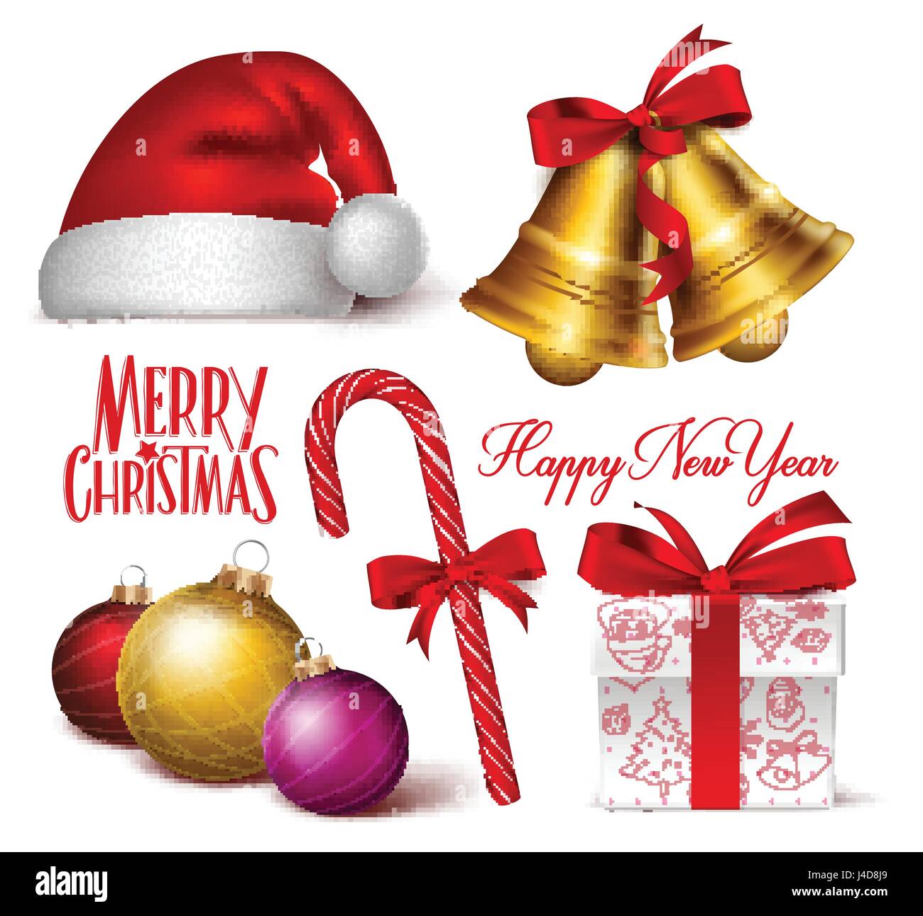 Vector Set of Christmas Objects, Symbols and Decorations Isolated in ...