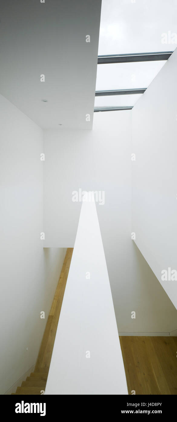 View over stairs showing skylights and tmber floor. Portmarnock House ...