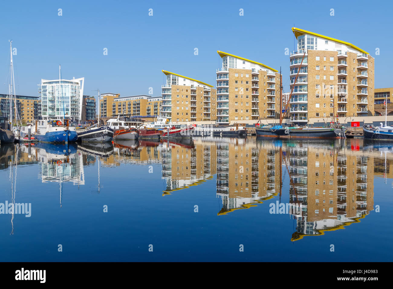 Waterside apartments at Limehouse Basin Marina in London Stock Photo ...