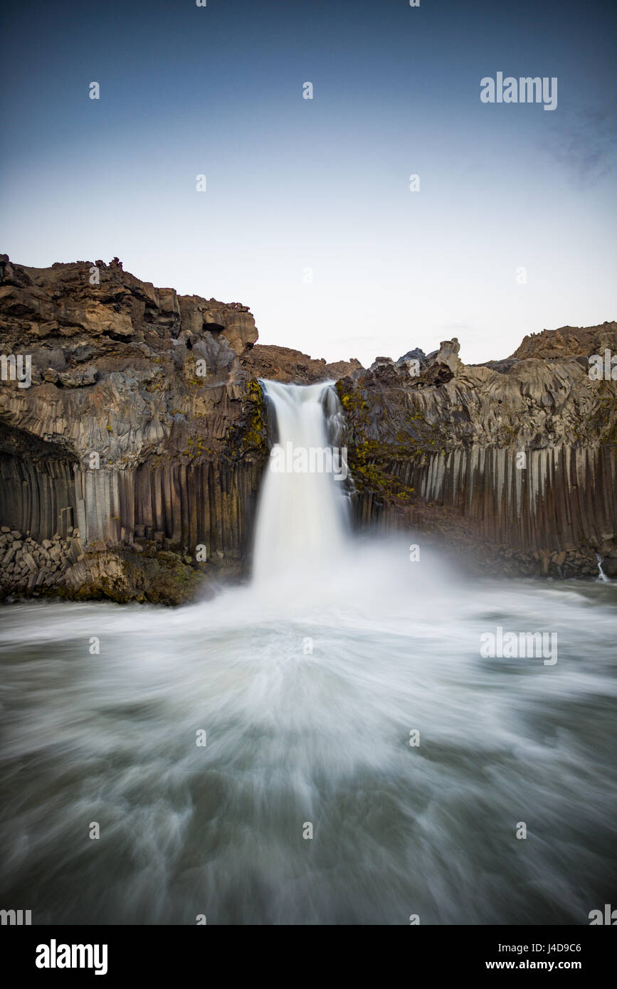 Aldeyjarfoss waterfall showing basalt columns that the river flows over ...