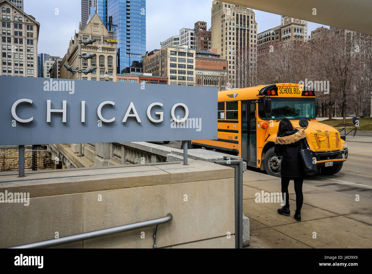 Chicago, school bus, lettering, Chicago, Illinois, USA, North America ...