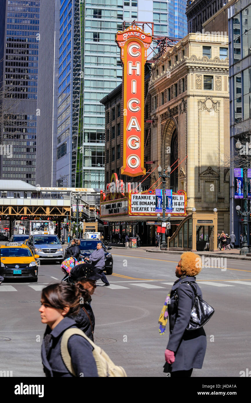 Chicago, Street Scene at Chicago Theater, Chicago, Illinois, USA, North ...