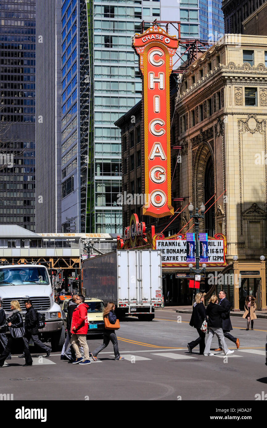 Chicago, Street Scene at Chicago Theater, Chicago, Illinois, USA, North ...