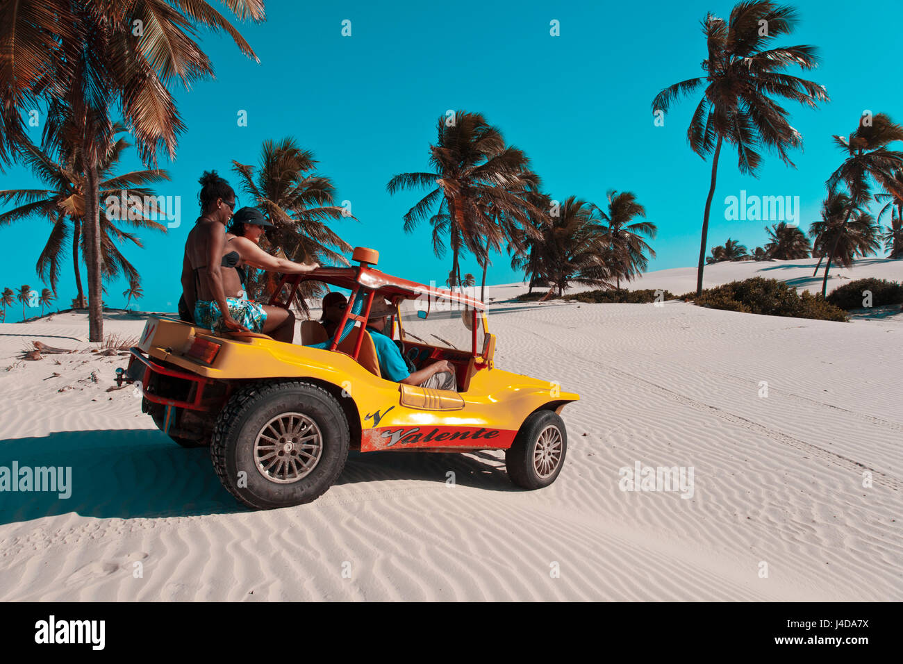 Brazil, buggy tour in seaside dunes of Mangue Seco landscape, Bahia ...