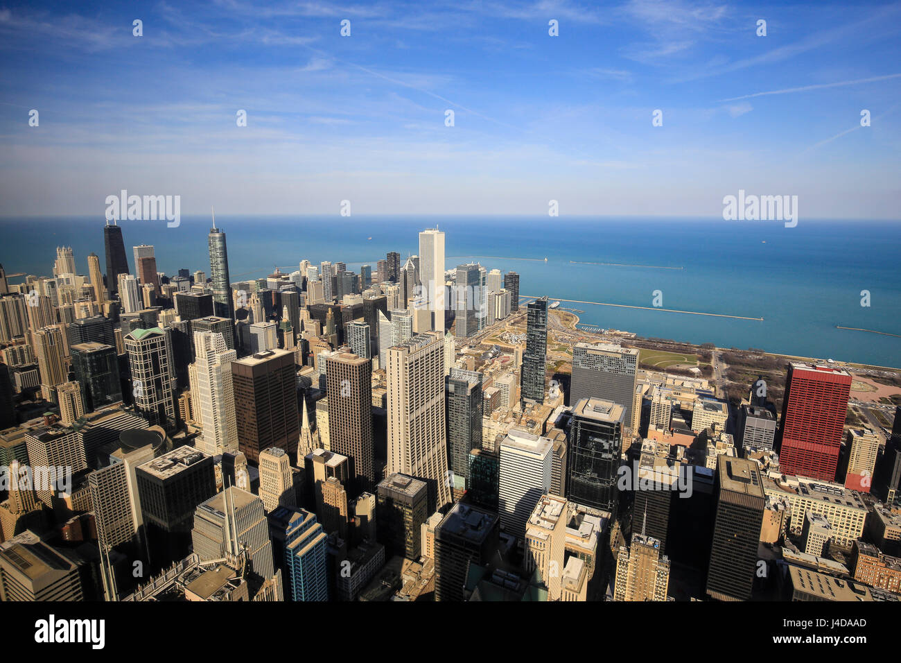 Skyline with John Hancock Center in front of Lake Michigan, view from ...