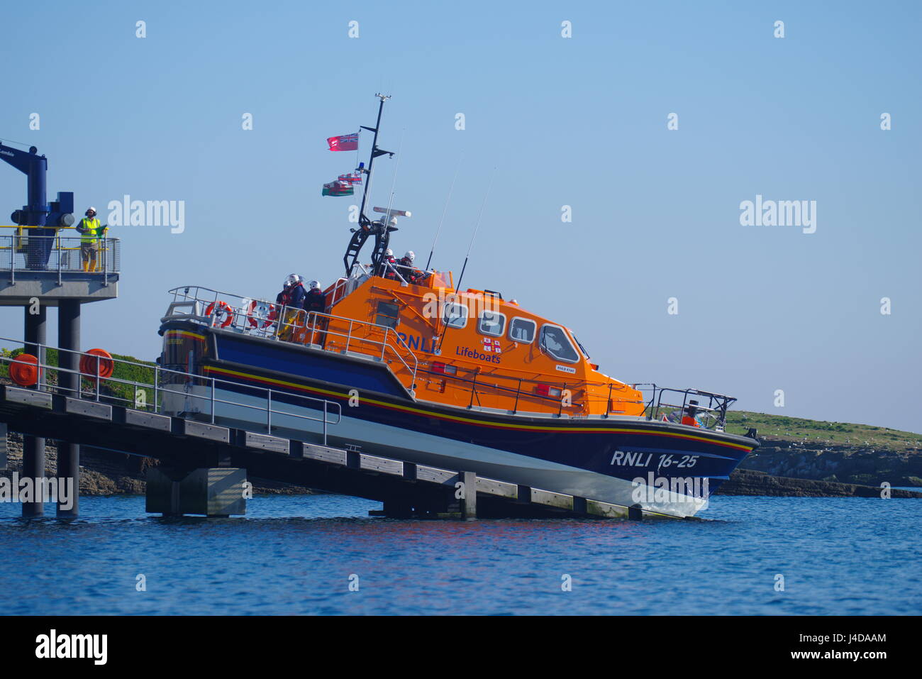 Moelfre Lifeboat, Launching Stock Photo - Alamy