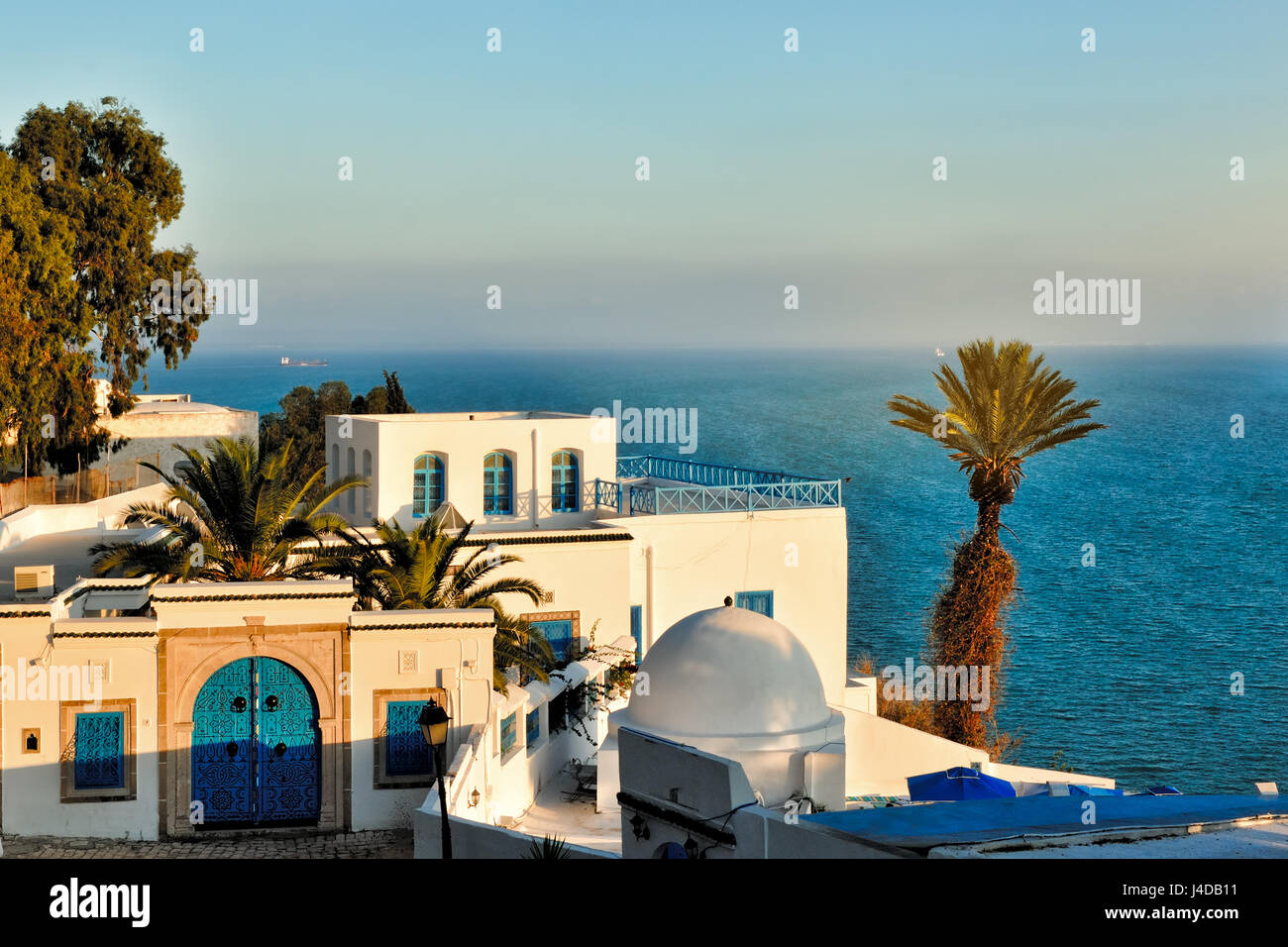 Sunset view of Sidi Bou Said, Africa, North Africa, Tunisia, Sidi Bou ...