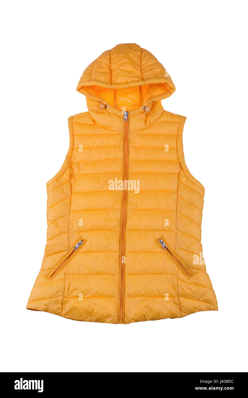 Yellow female vest isolated on white background Stock Photo - Alamy