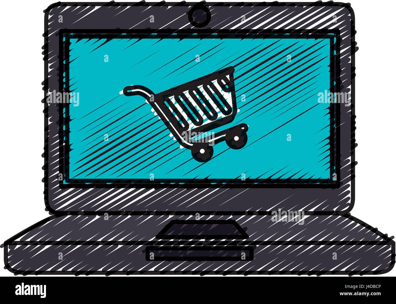 computer laptop with cart shopping isolated icon Stock Vector Image ...