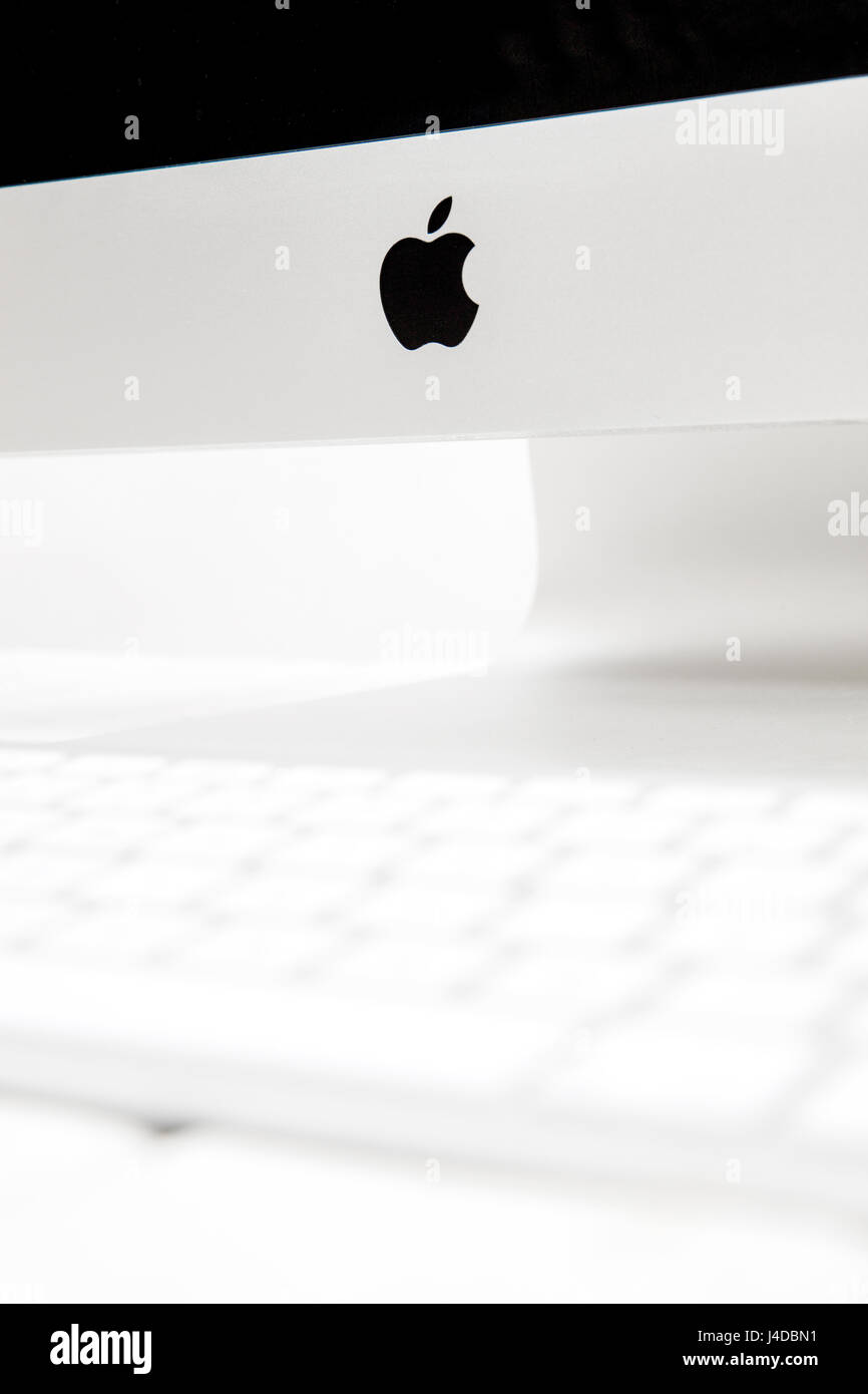 Detail of the iMac computer. It is Macintosh desktop computers designed ...