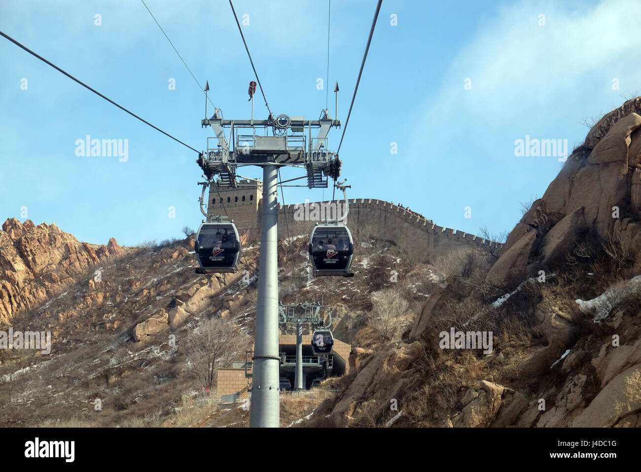 Cable car at the Badaling Great Wall, China, February 24, 2016 Stock ...