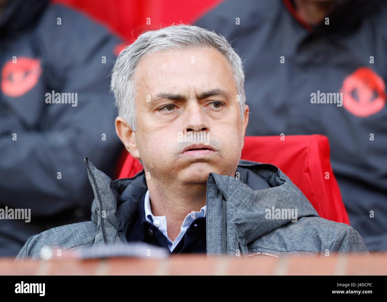 Manchester United manager Jose Mourinho on the bench during the UEFA ...