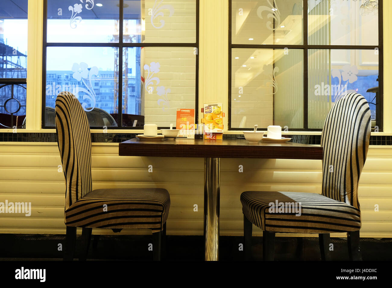 Dinning table and chairs in restaurant, Beijing, China, February 25 ...