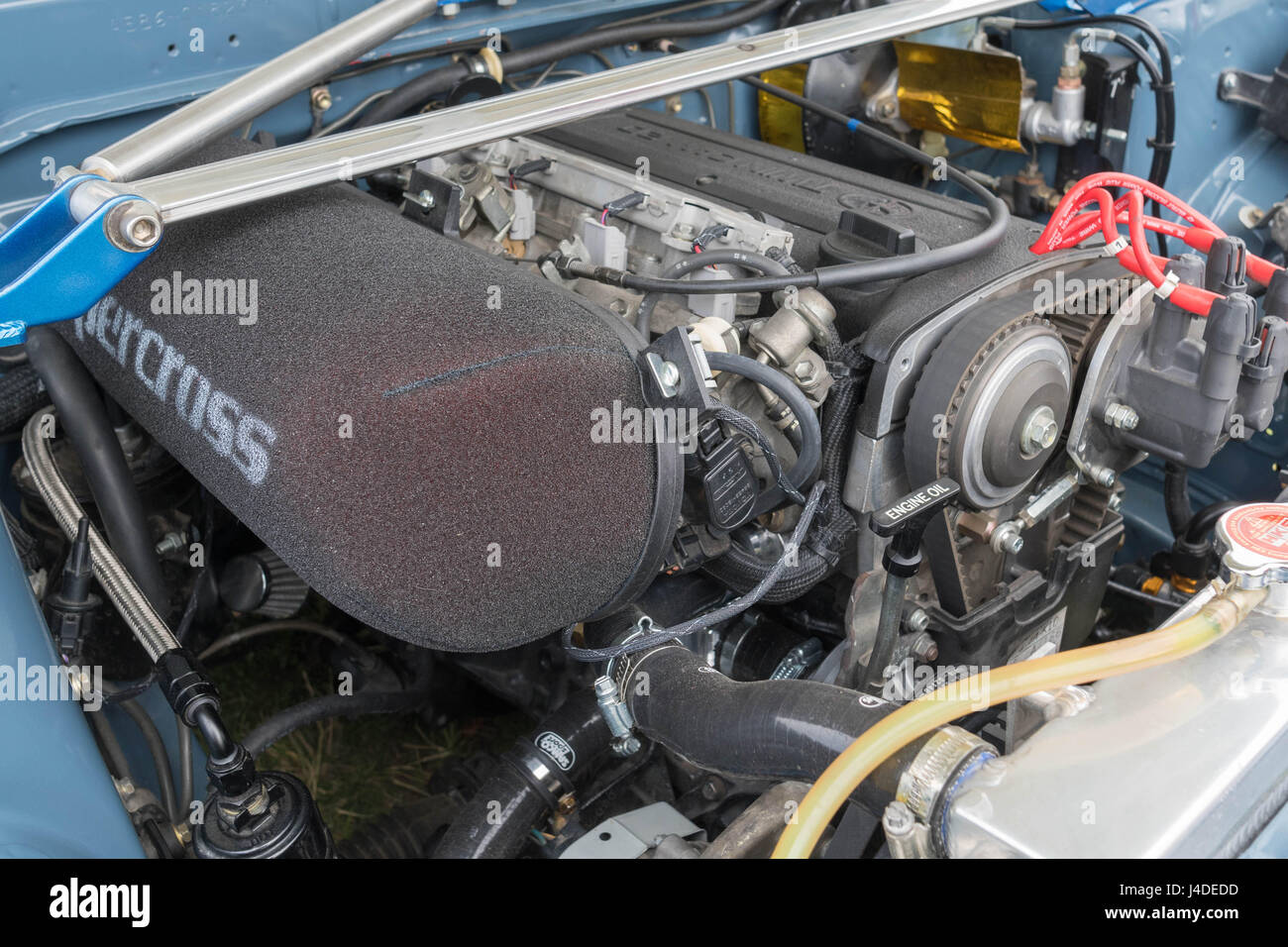 Long Beach, USA - May 6 2017: Toyota Corolla engine 1986 on display ...