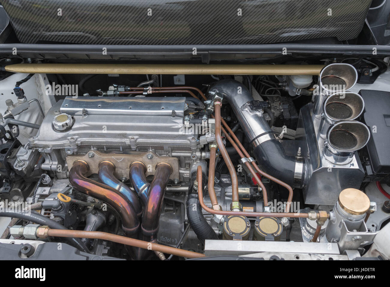 Long Beach, USA - May 6 2017: Scion xB engine 2008 on display during ...