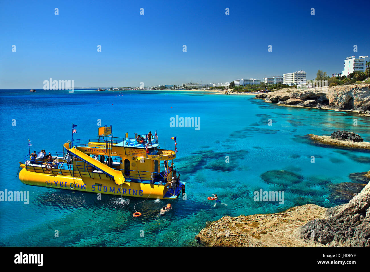 People Having Fun On A Touristic Boat Close To Ayia Napa Town Famagusta District Cyprus Island
