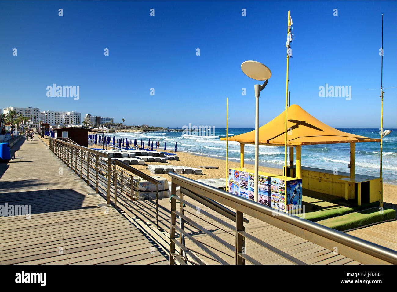 Beach at Protaras town, a family resort, close to Agia Napa ...