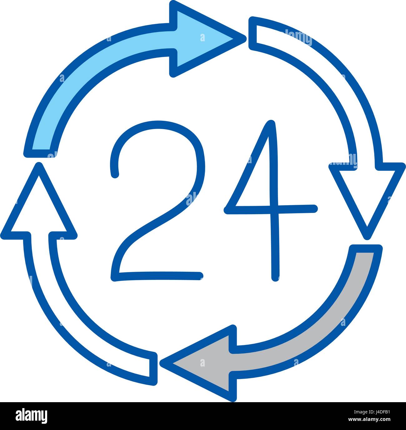 blue contour of 24 hours arrow circle icon Stock Vector Image & Art - Alamy