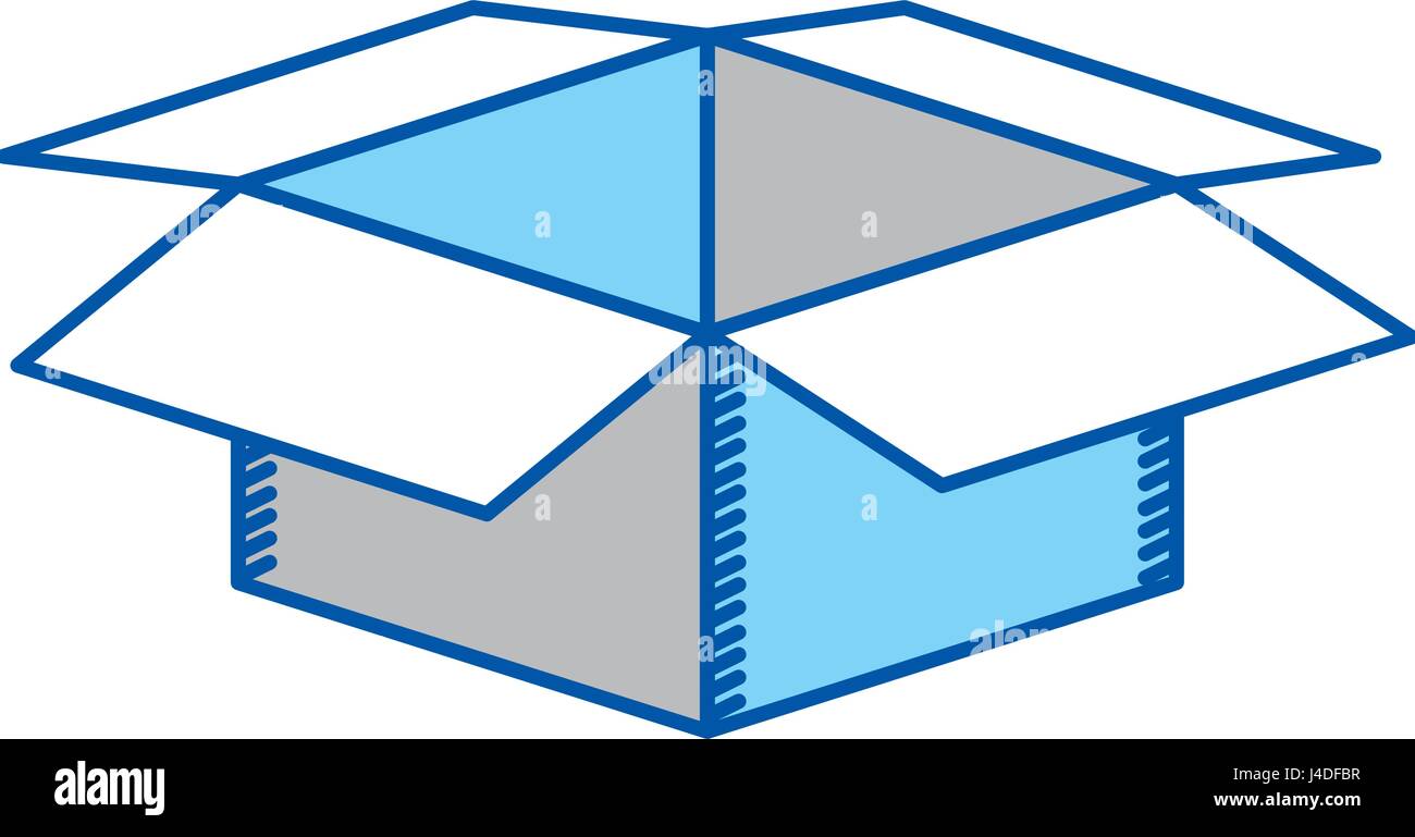 blue contour of box of cardboard opened Stock Vector Image & Art - Alamy