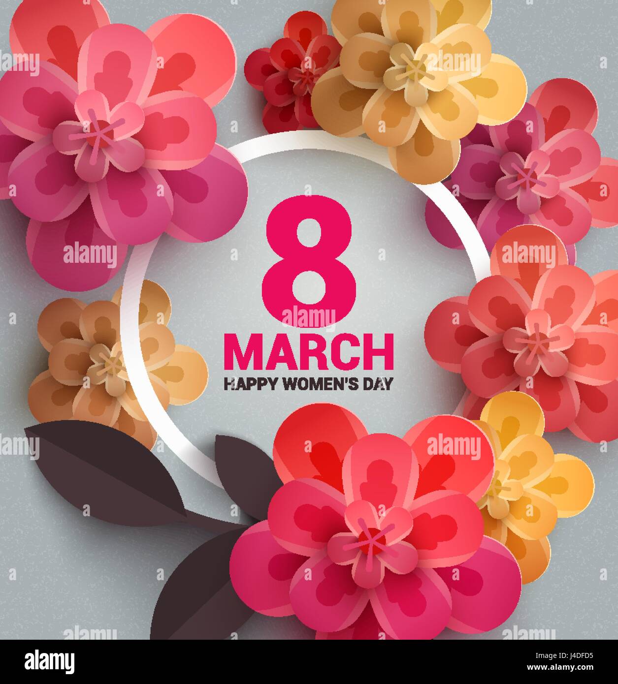 Banner Day for Women with paper flowers. Illustration can be used in ...
