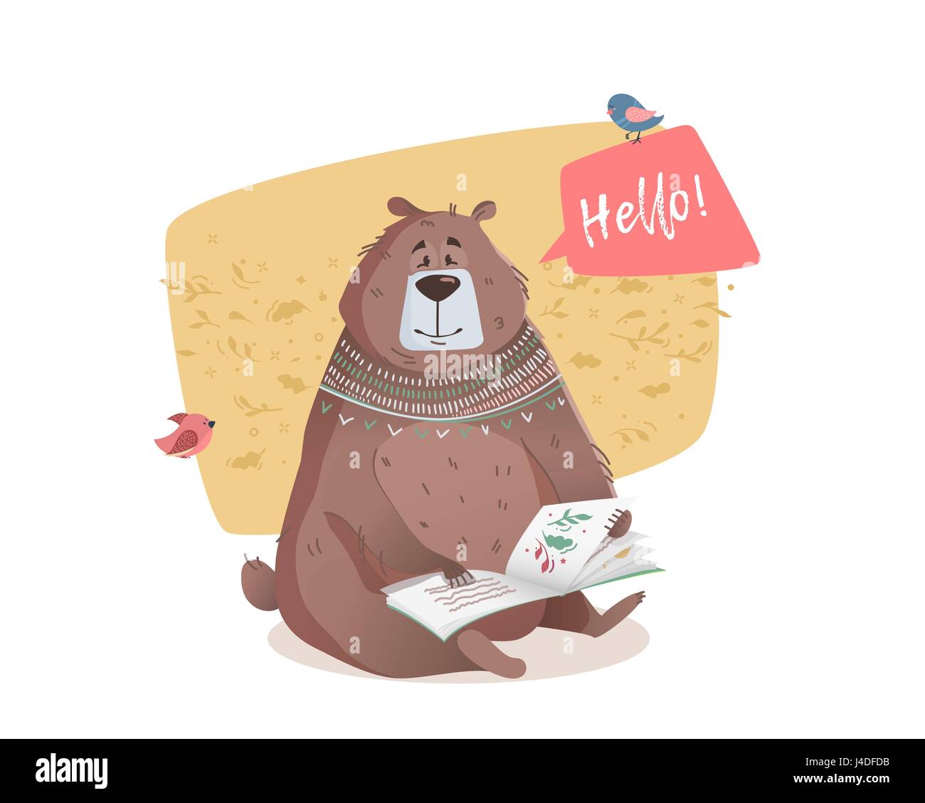 Bear reading a book. Bear Character to print on a T-shirt, leaflet ...