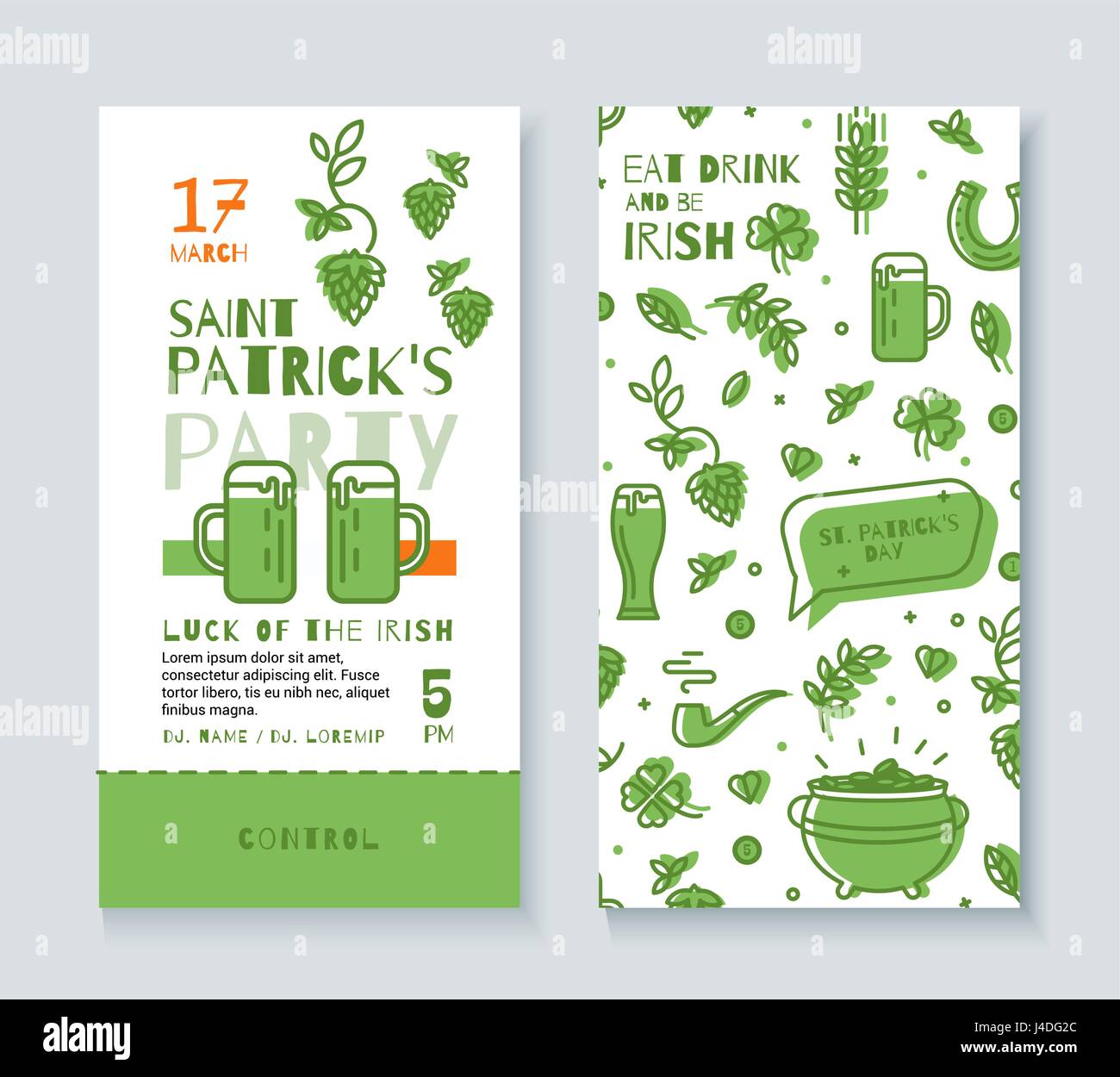 Design Template tickets to the pub on St Patrick's Day. Style a simple ...