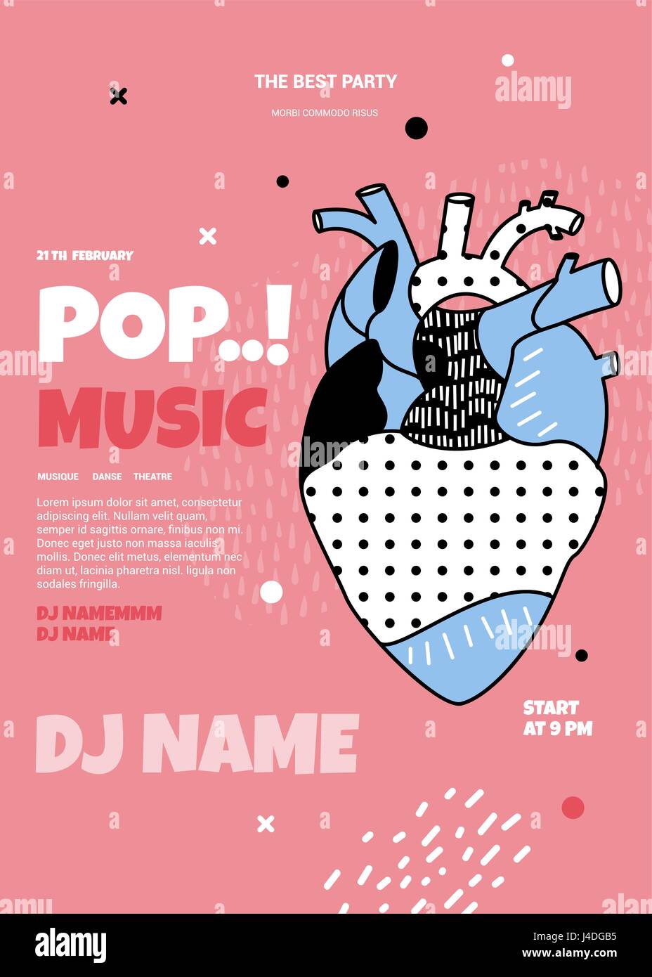 Memphis poster party. Template poster. Vector illustration in menship ...