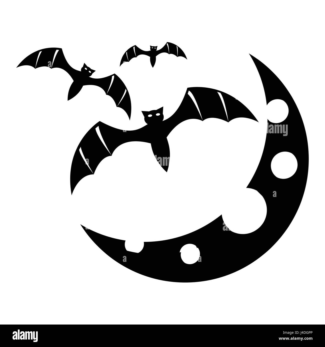 Bats and moon icon, simple style Stock Vector Image & Art - Alamy