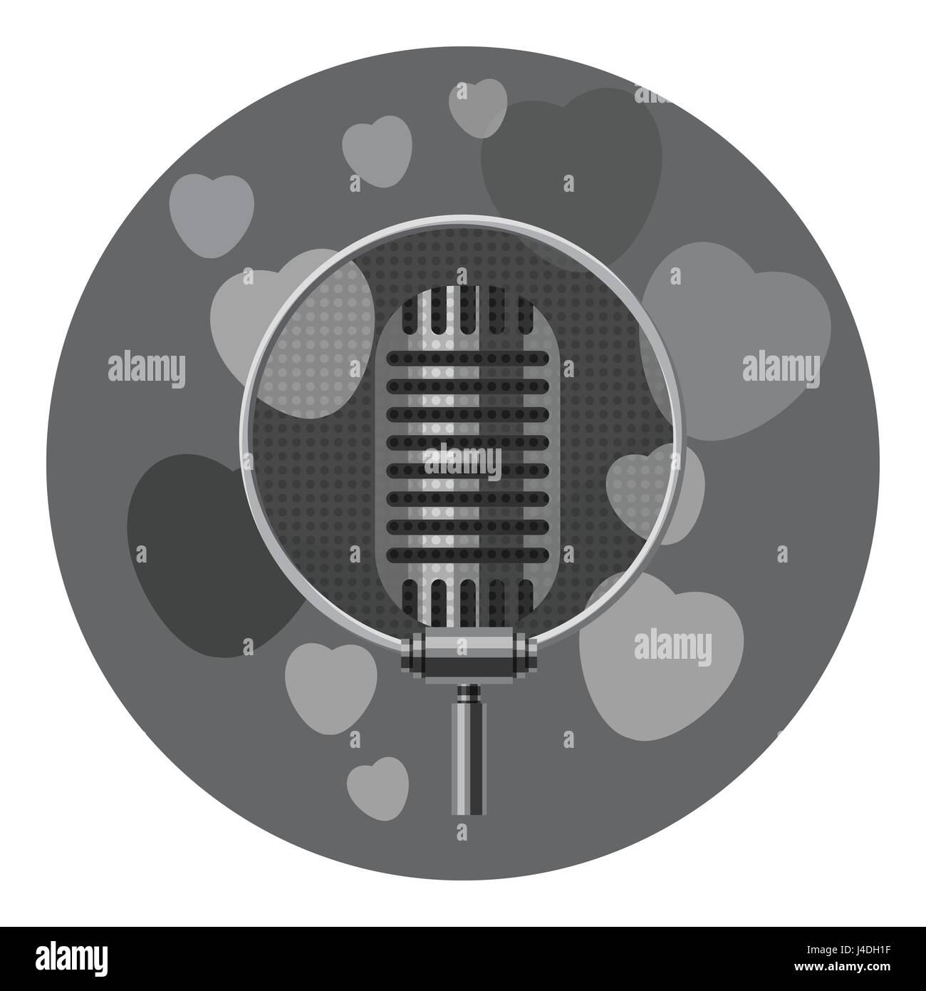 Retro microphone icon, gray monochrome style Stock Vector Image & Art ...
