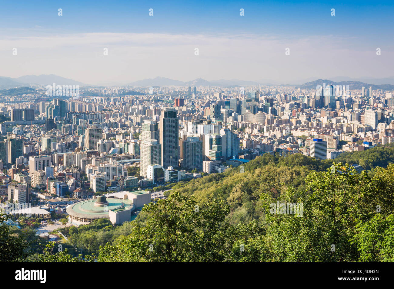 Seoul city and Downtown skyline in aerial, South Korea Stock Photo - Alamy