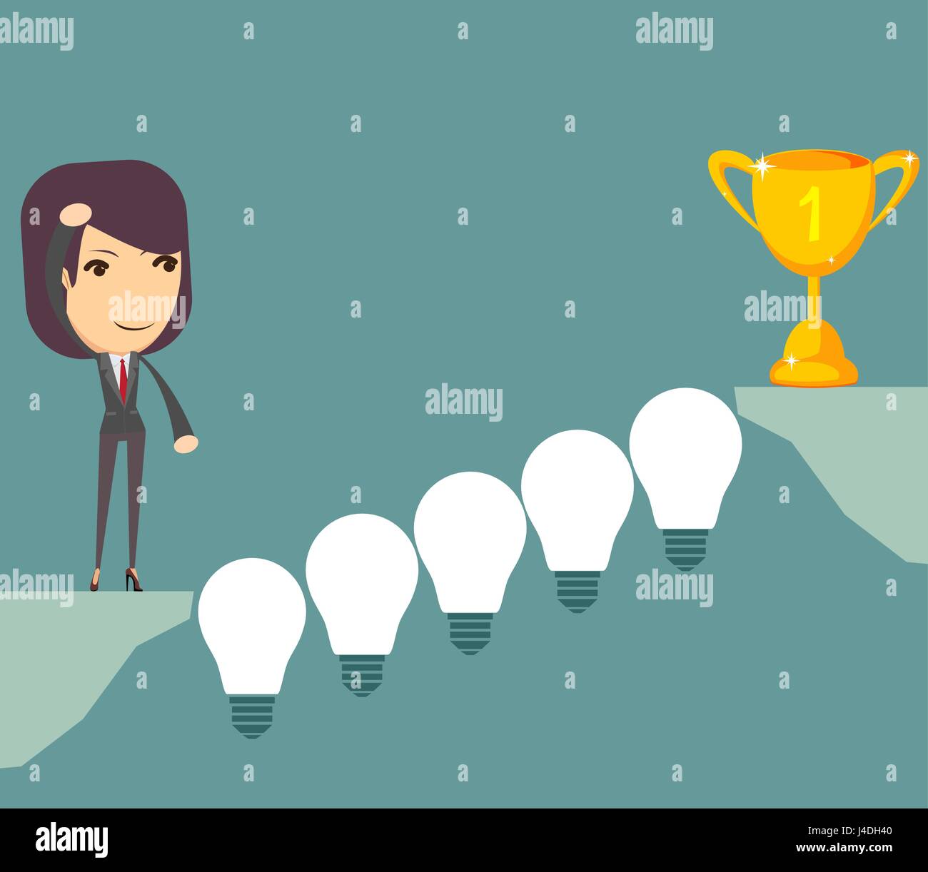 Cartoon woman wants cross the abyss Stock Vector Image & Art - Alamy