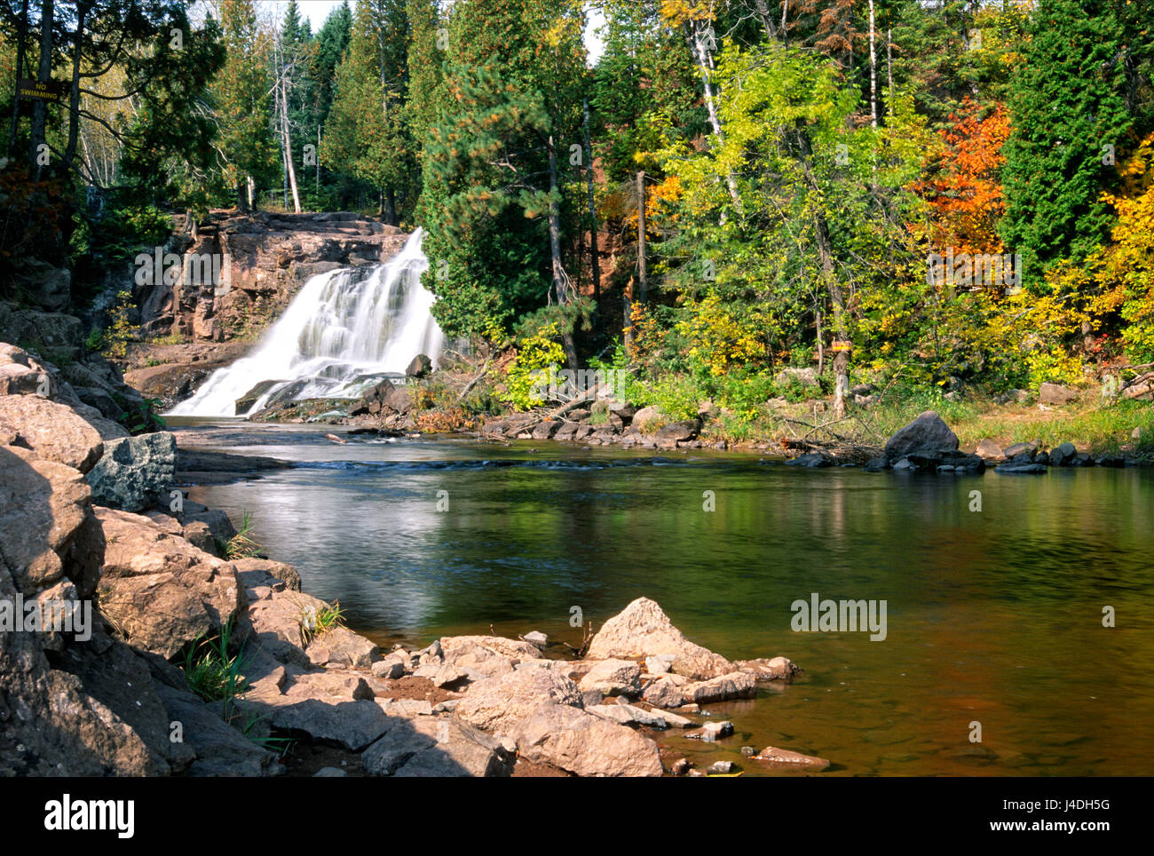 Upper Falls of the Gooseberry River in Gooseberry State Park as it ...