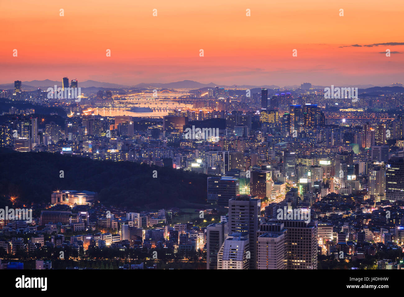 Seoul city in Sunset and Han river, South Korea Stock Photo - Alamy