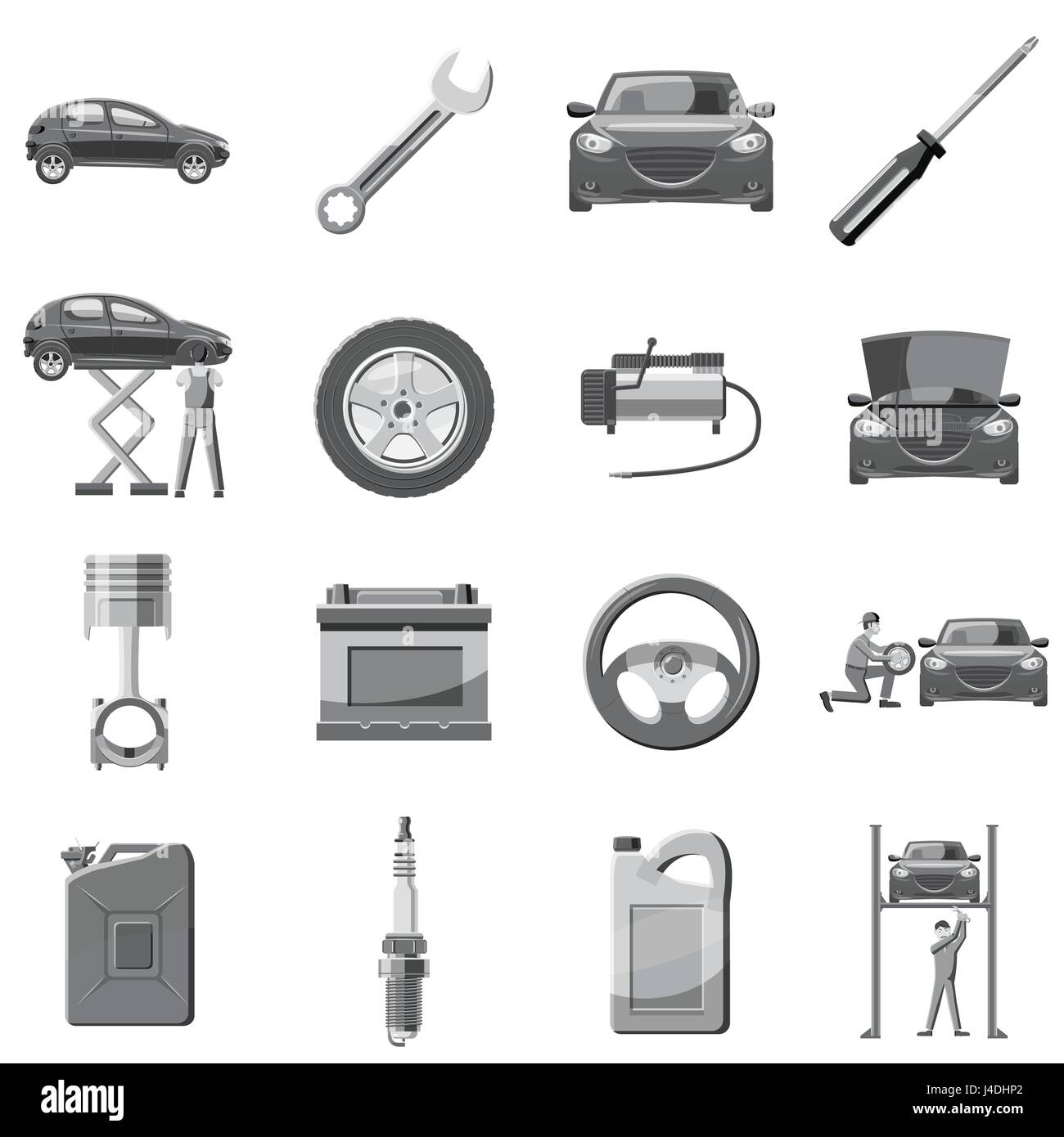 Car service repair icons set gray monochrome style Stock Vector Image ...