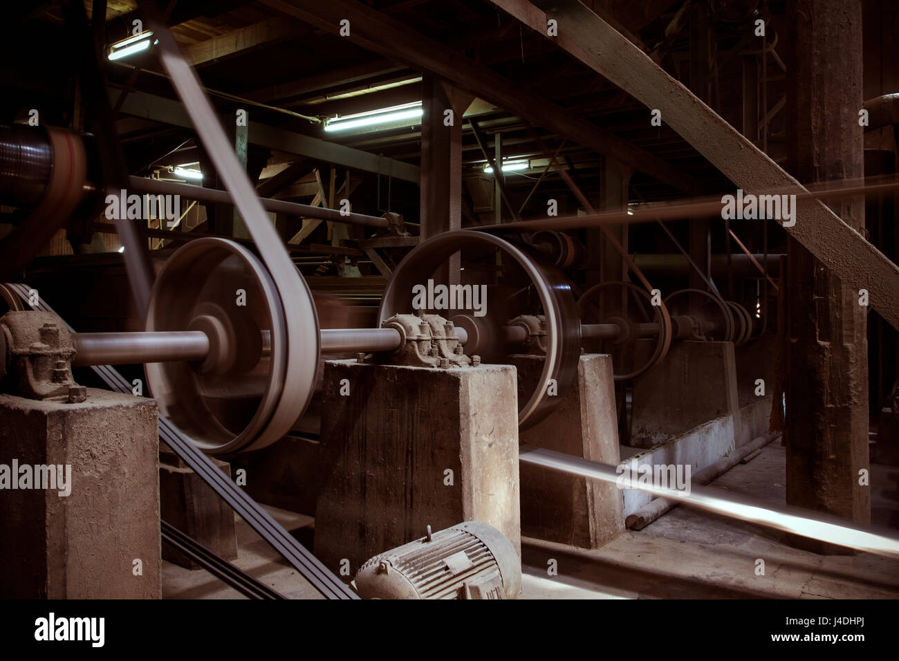 old machine working by water steam engine in agricultural factory Stock ...