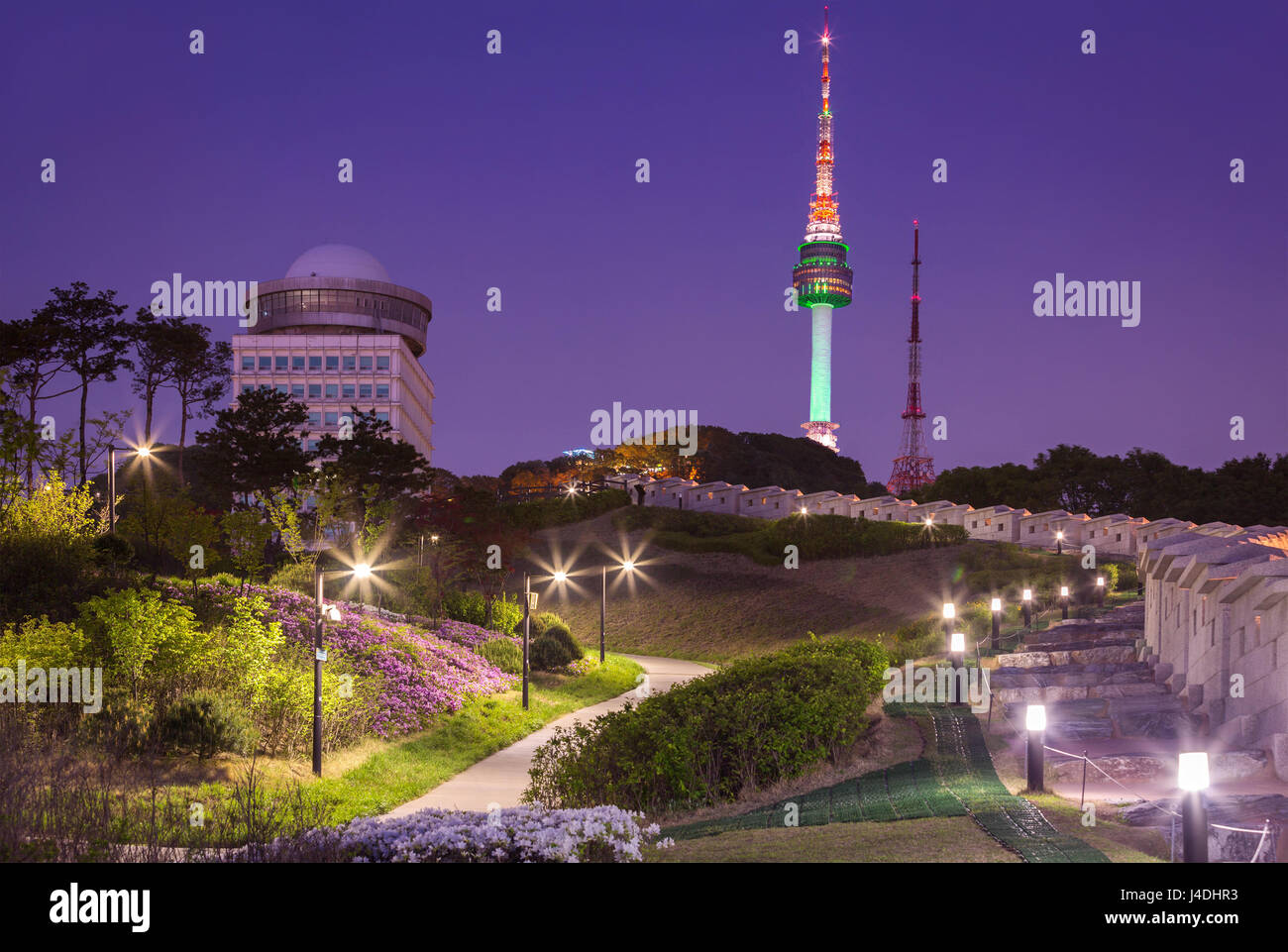 Namsan Park and N Seoul Tower at Night, South Korea Stock Photo - Alamy