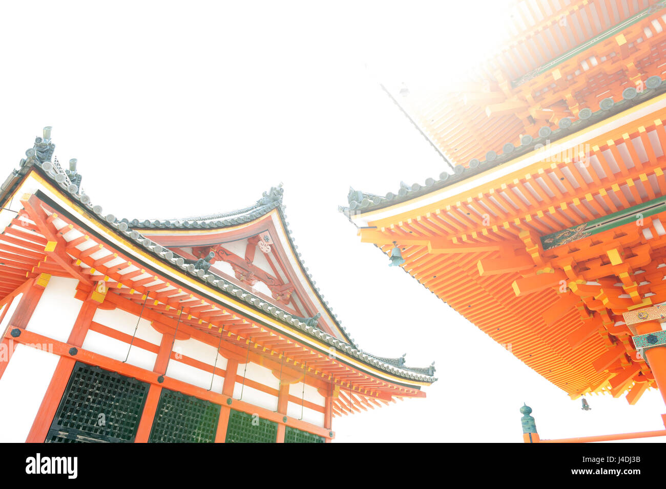 Low angle view of Japanese architecture buildings and roof details of ...