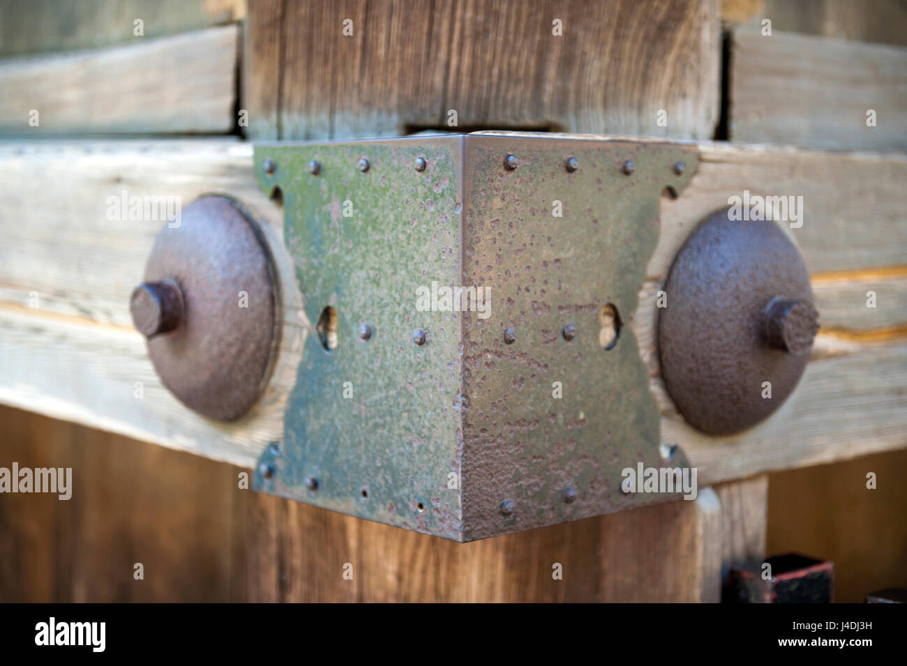 Traditional Japanese woodworking mitered butt joint supported by ...