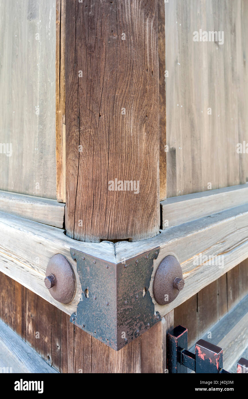 Traditional Japanese woodworking mitered butt joint supported by ...