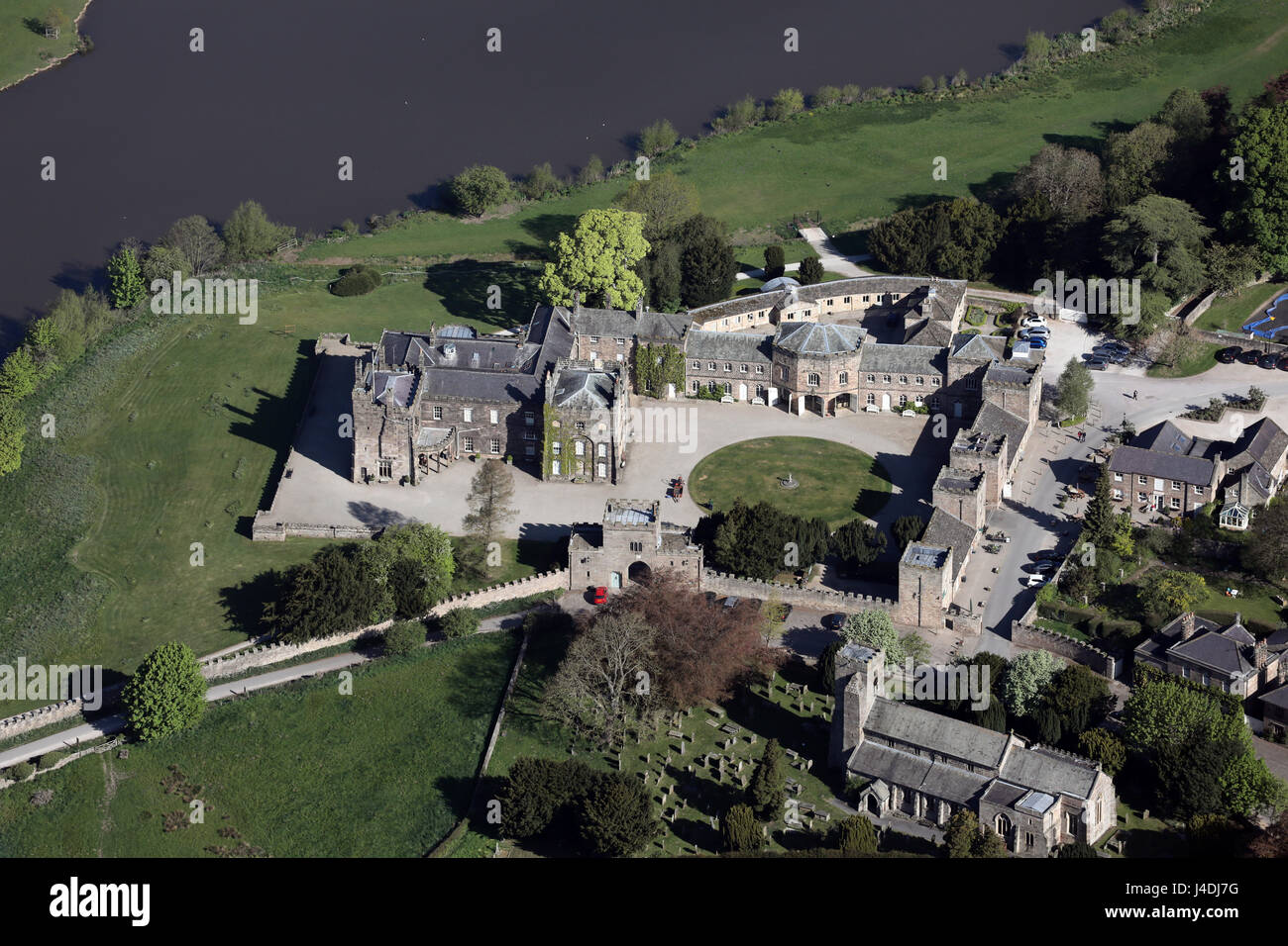 aerial view of Ripley village and Castle, North Yorkshire, UK Stock ...
