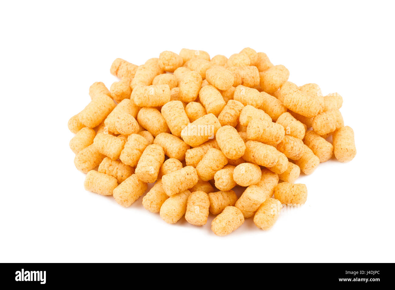 side view of many corn puff snacks isolated on white background Stock ...