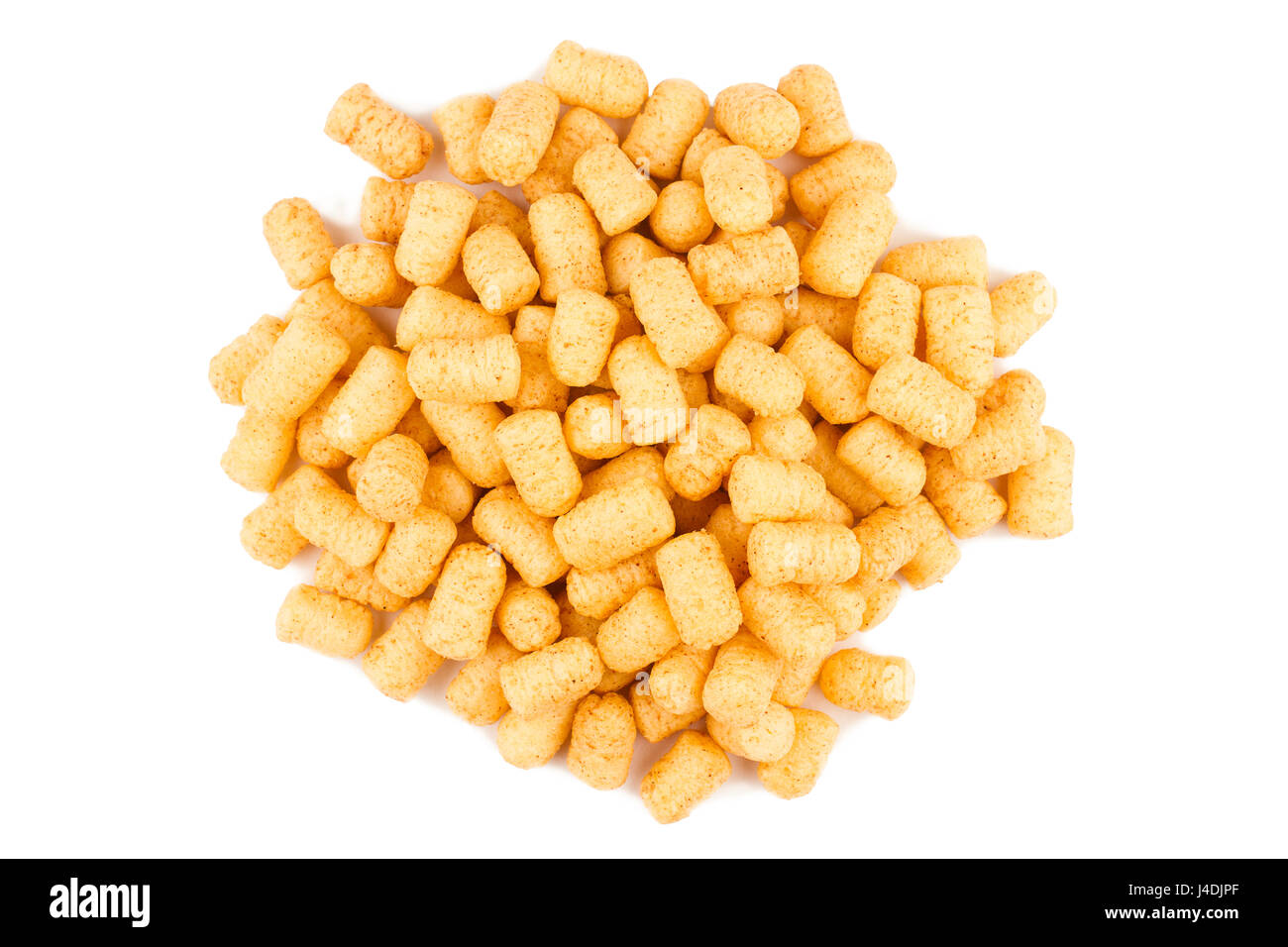 top view of many corn puff snacks isolated on white background Stock ...