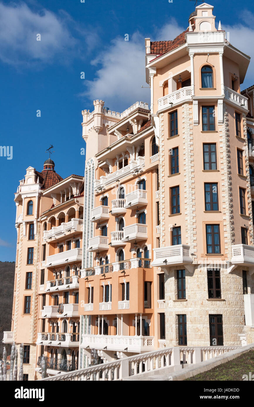 ELENITE, BULGARIA- FEBRUARY 11, 2015: Royal Castle luxury hotel facade ...