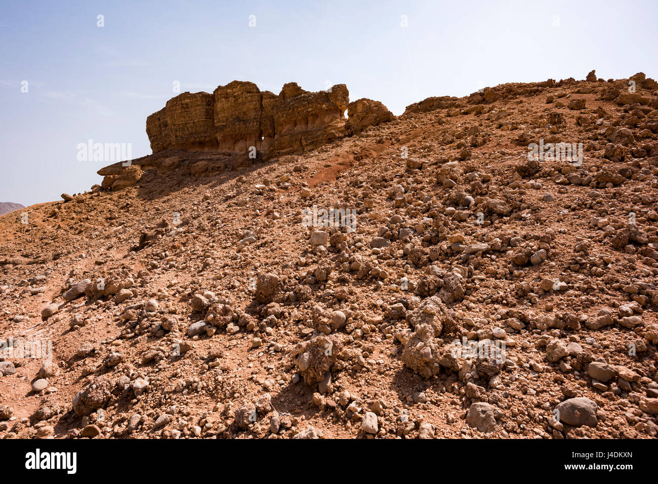 Rock formation in the mountain near Wadi Dayqah Dam, Sultanate of Oman ...