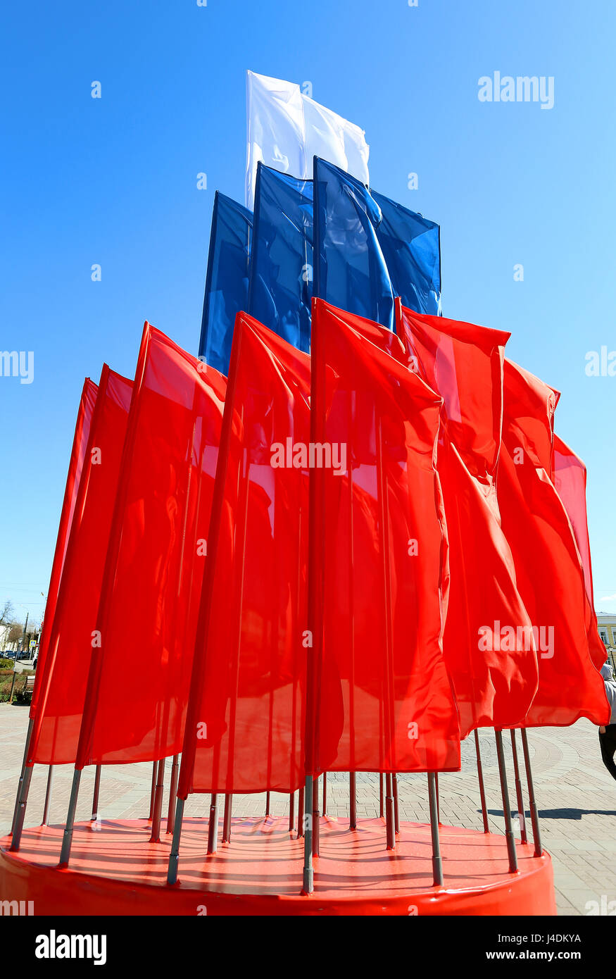 Beautiful tricolor Russian flag is red , white and blue Stock Photo - Alamy