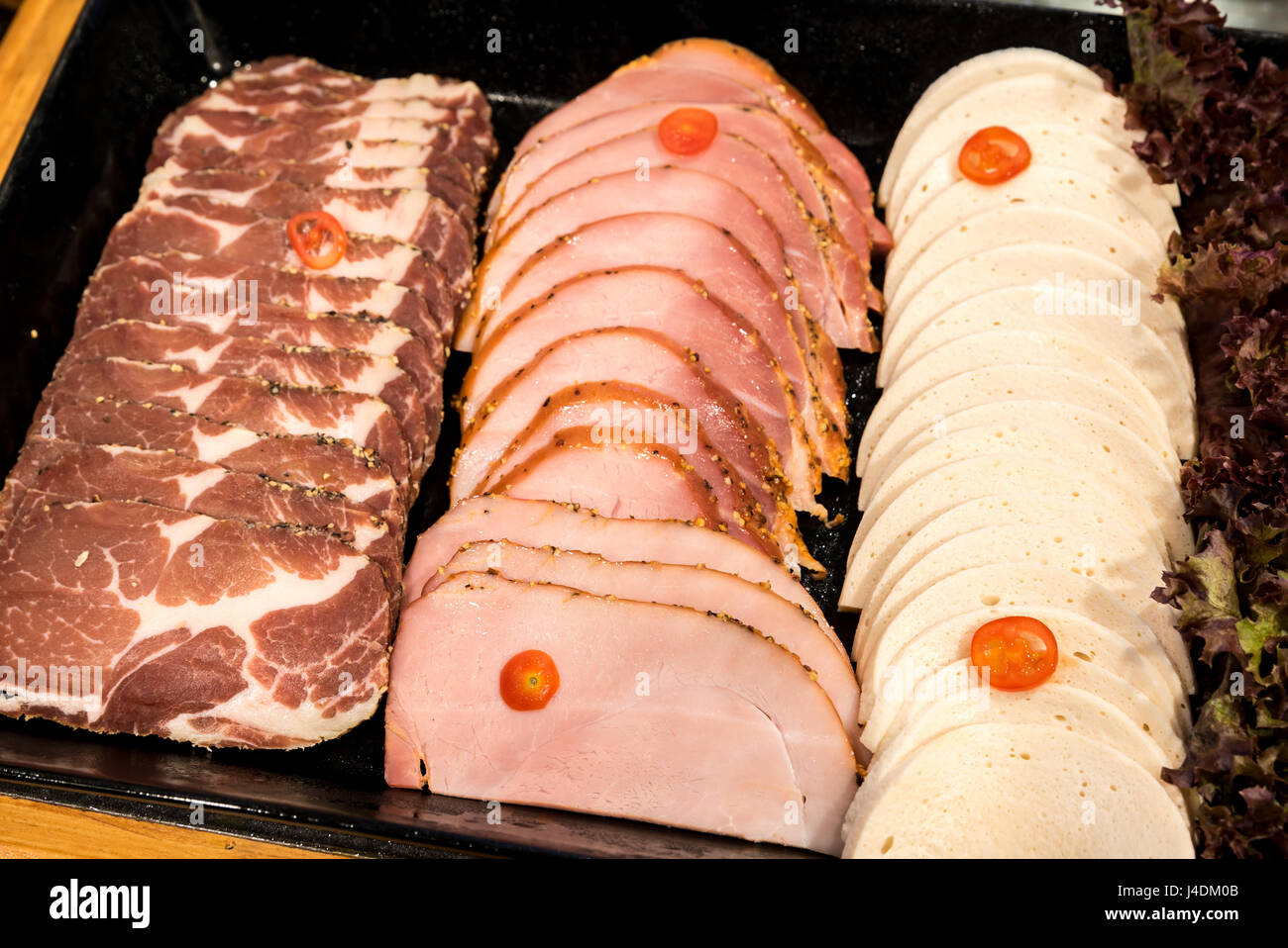 Variety of Ham pork and beef cold cut Stock Photo - Alamy