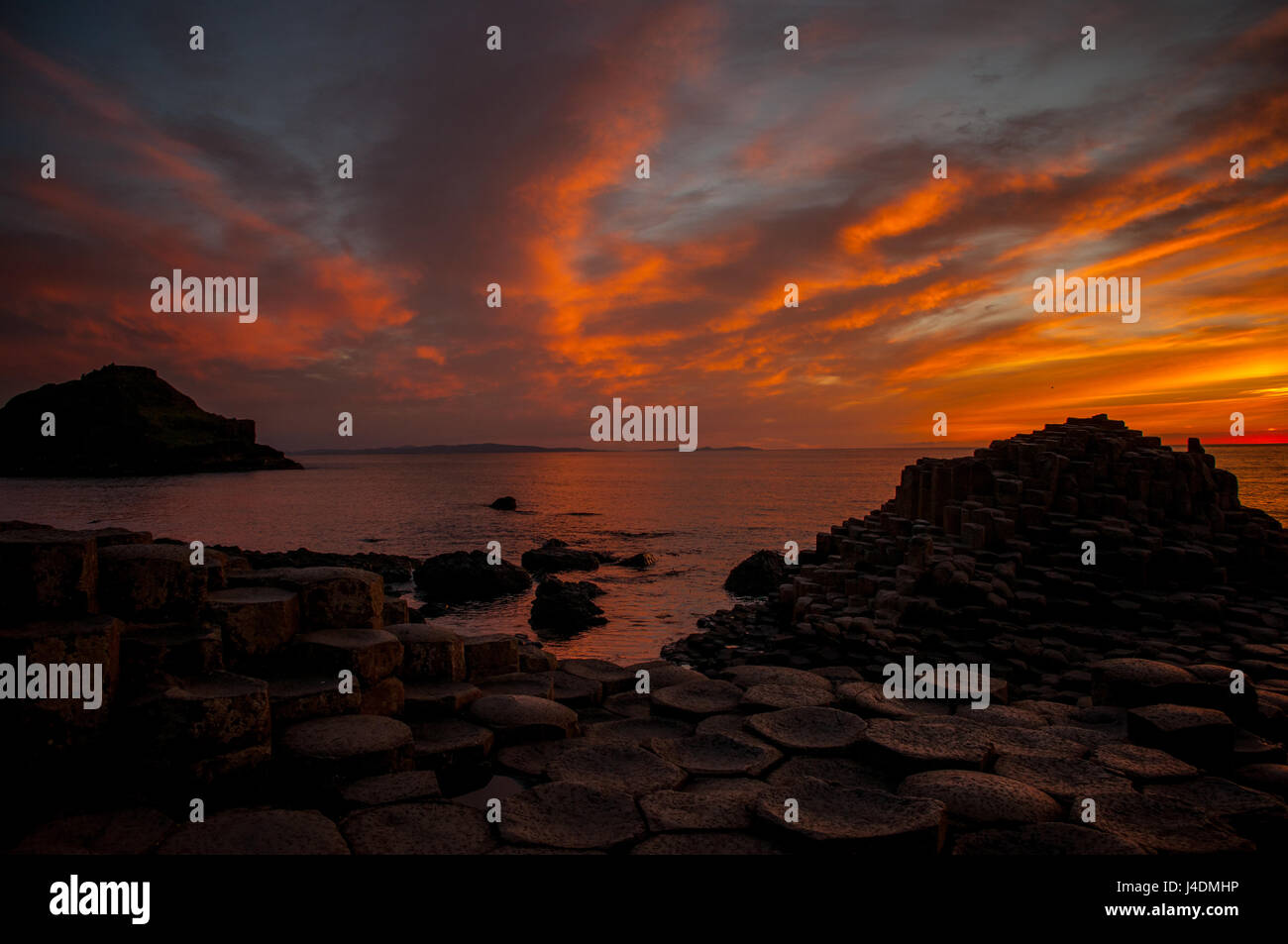 Sunset at The Giant's Causeway UNESCO World Heritage Site Co Antrim ...