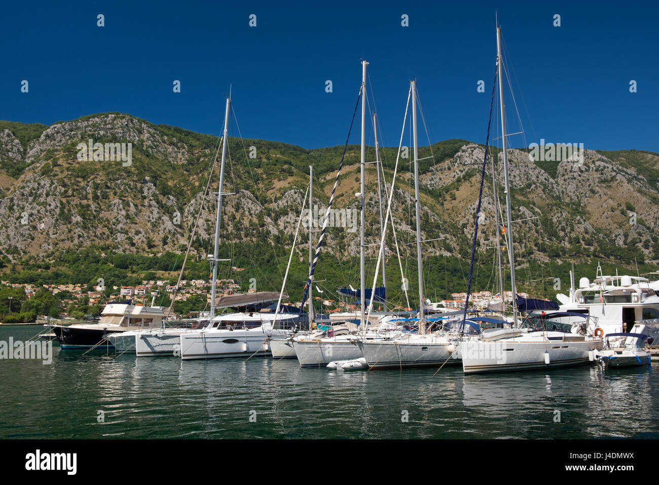 Yachts in harbor of town Kotor, Montenegro Stock Photo - Alamy