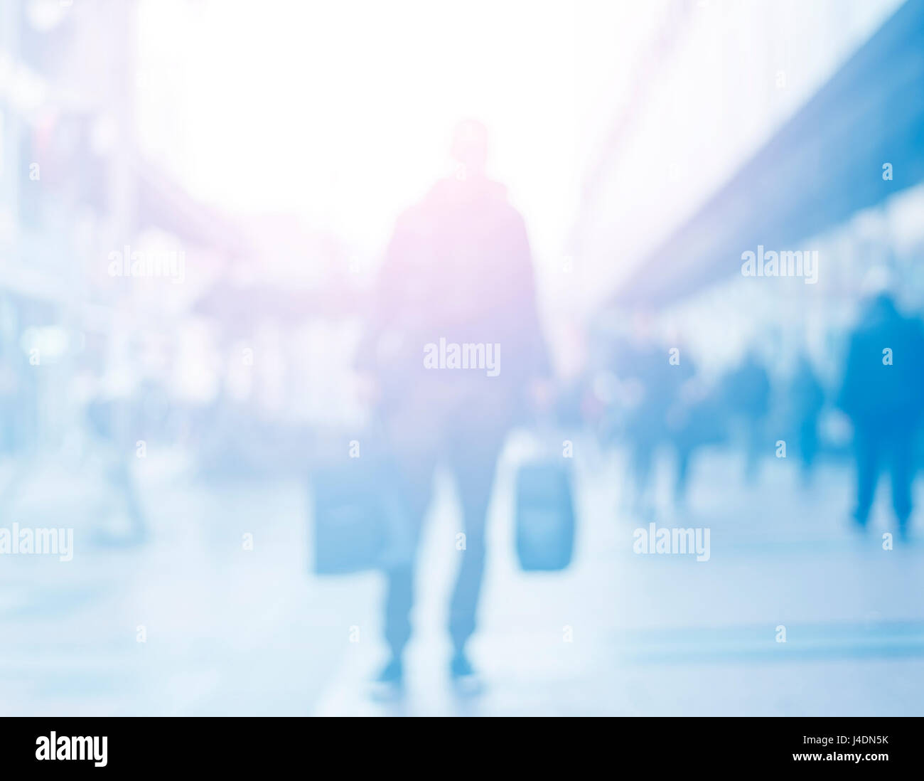 abstract blurred background of people on the street, unrecognizable ...